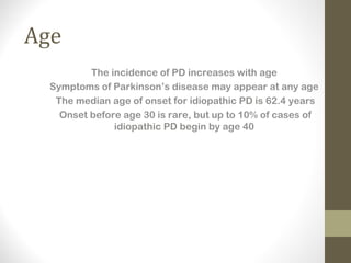 Epidemiology of Parkinson's Disease | PPT