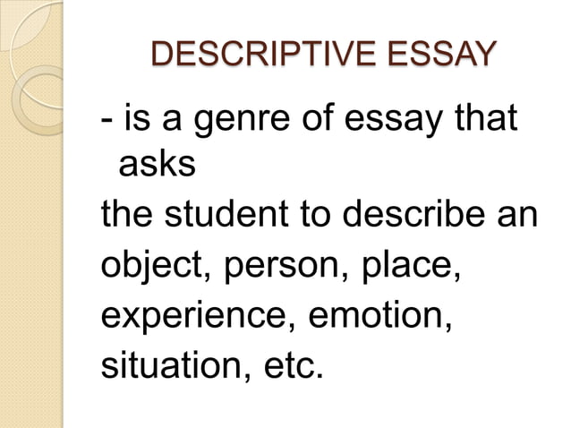 Descriptive essay | PPT