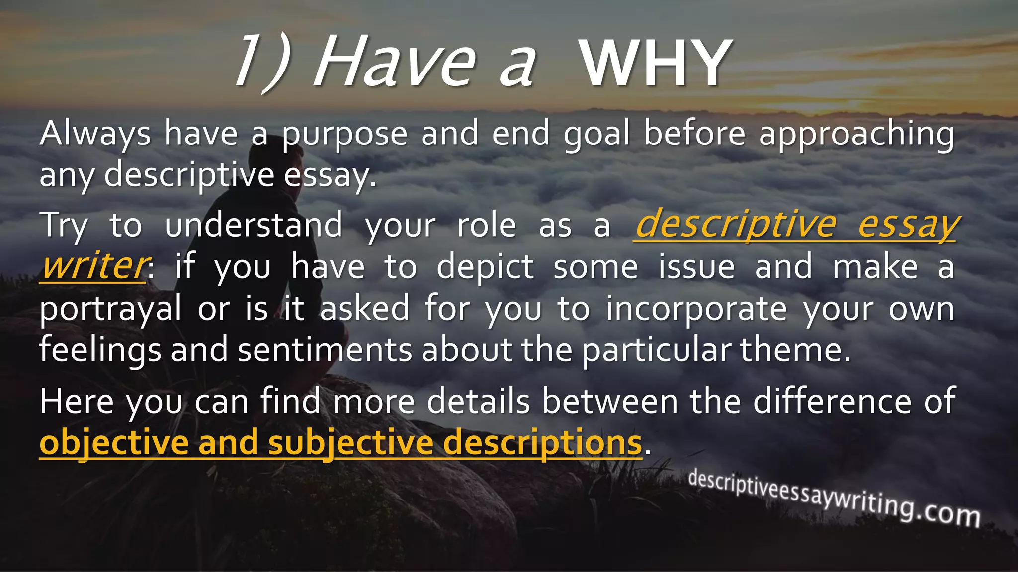 Descriptive Essay Writing: Example, Topics, Outline | PPT
