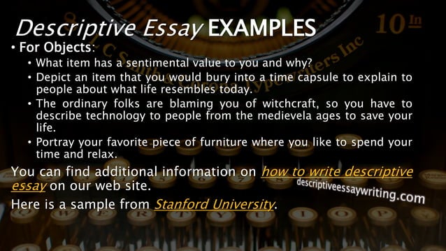Descriptive Essay Writing: Example, Topics, Outline | PPT