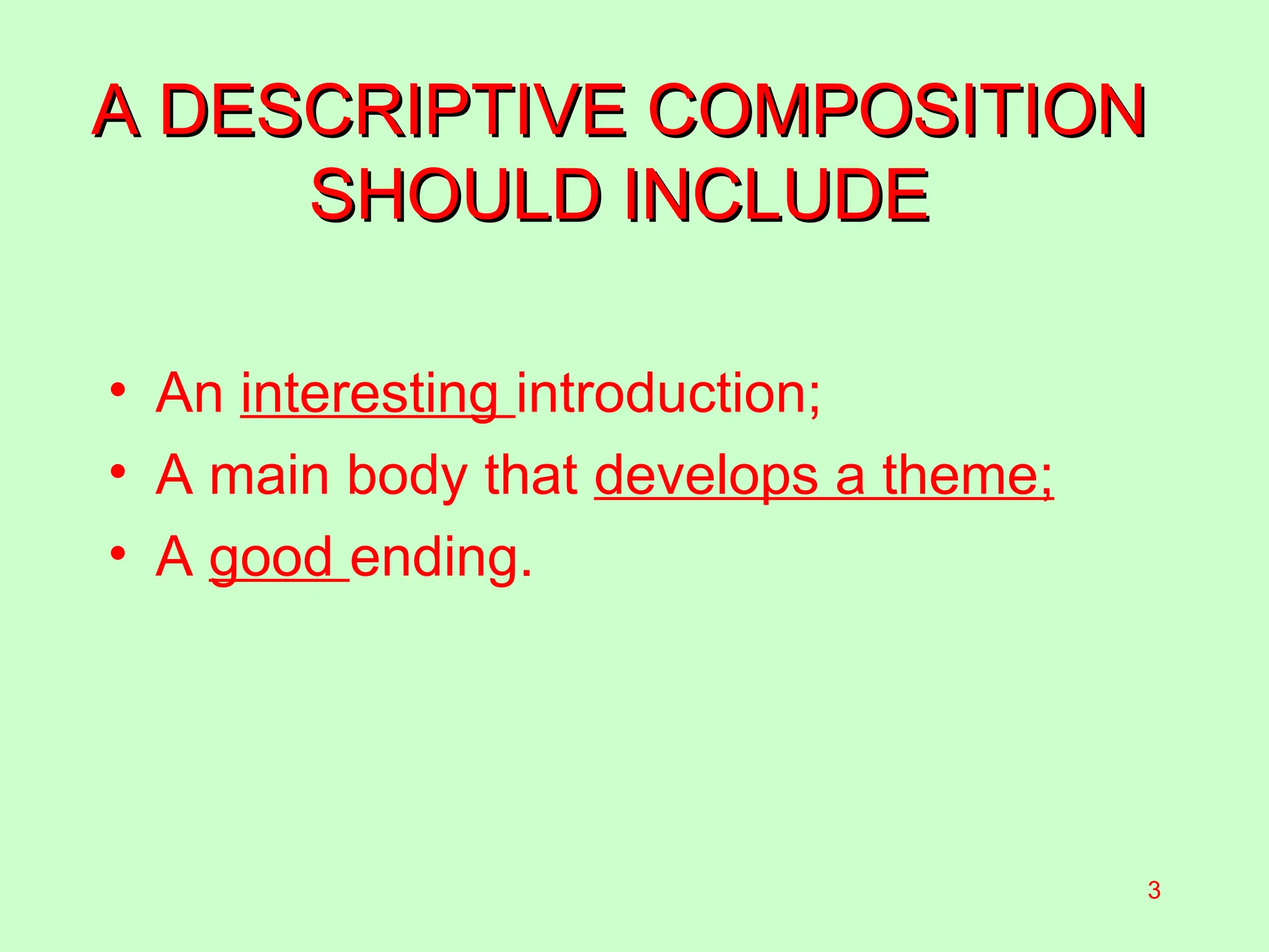 descriptive_essay.ppt for learning English | PPT