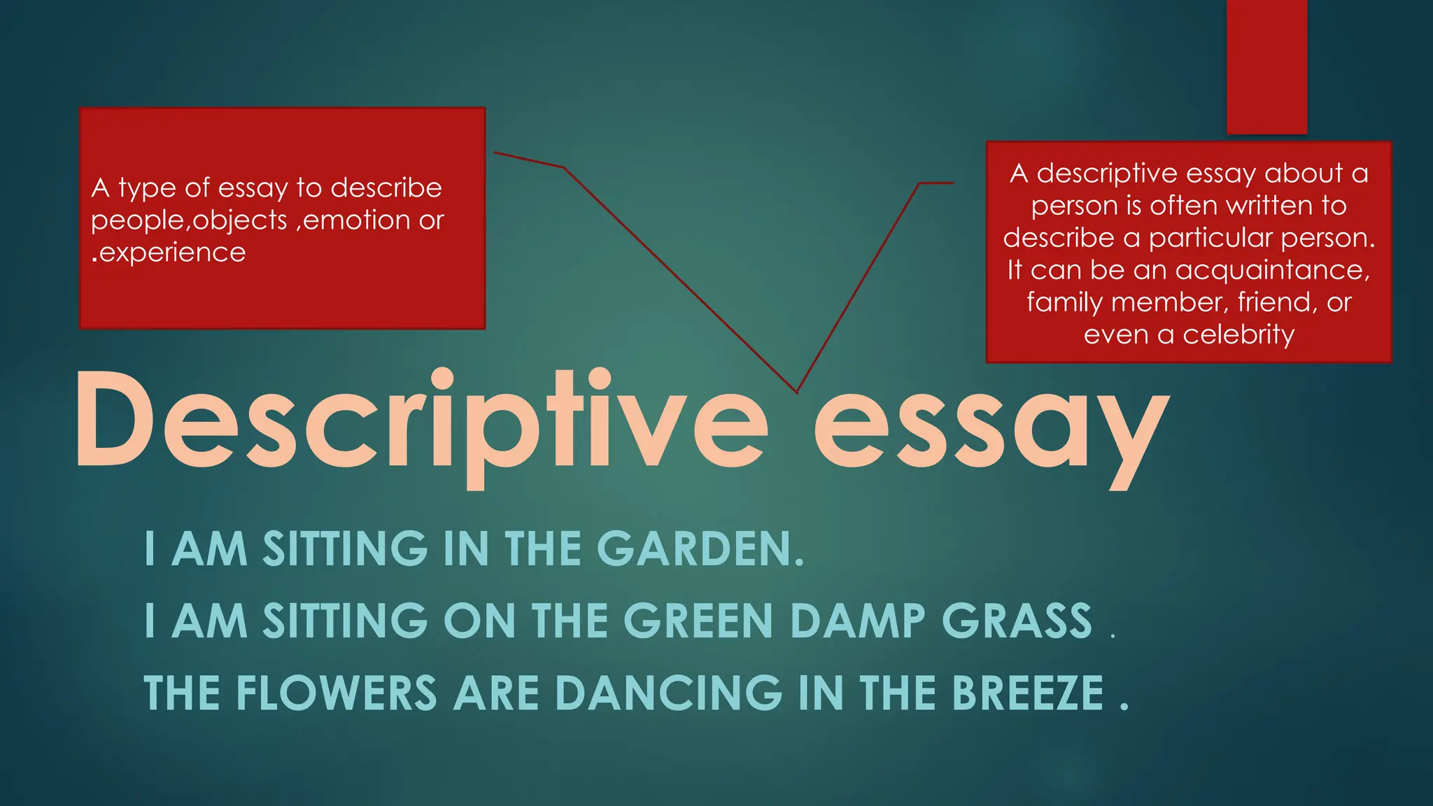 Descriptive essay how to write a descriptive essaye.pptx