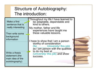 Descriptive essay autobiography | PPT | Education