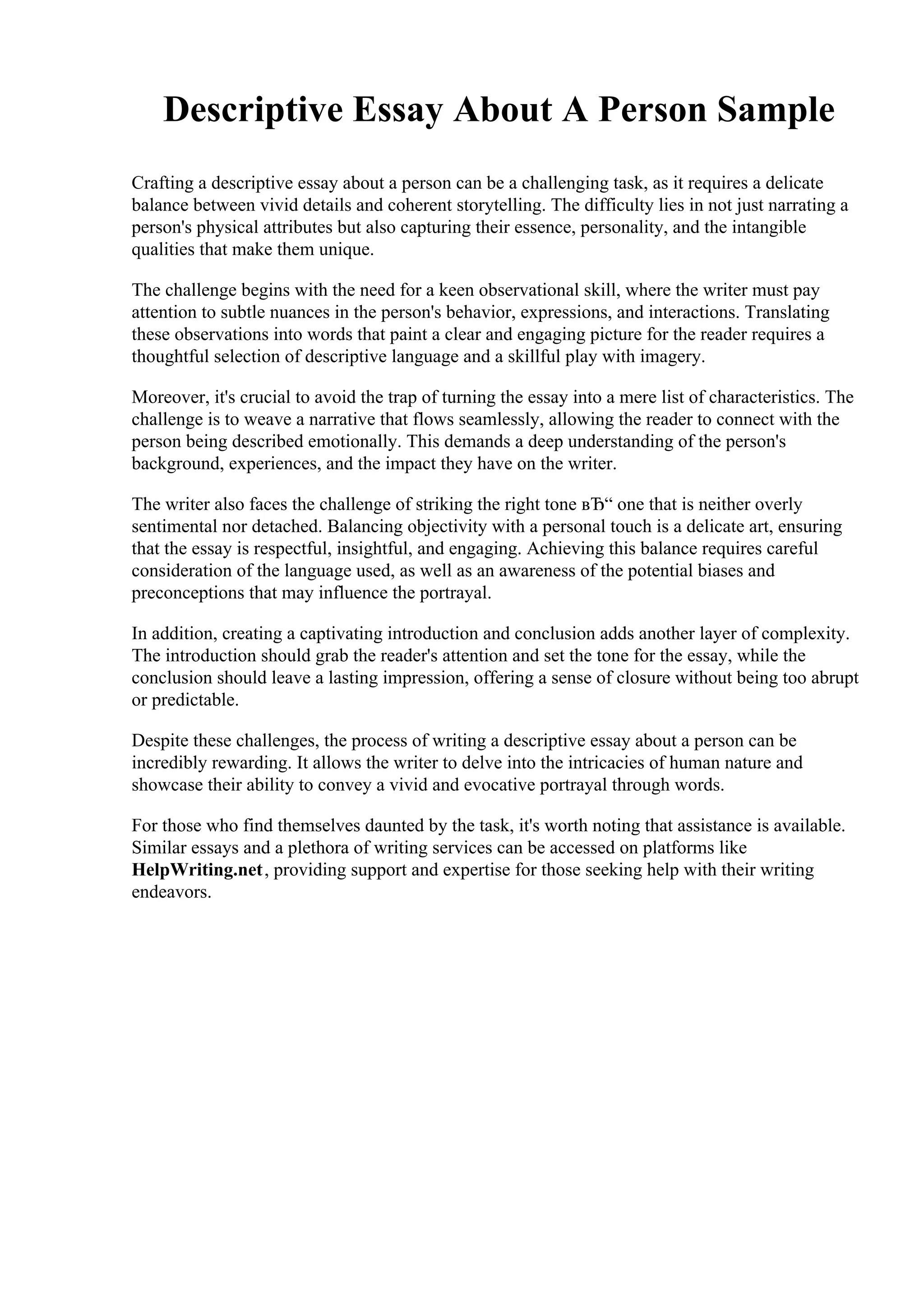 Descriptive Essay About A Person Sample.pdf