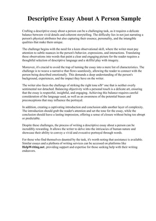 Descriptive Essay About A Person Sample.pdf