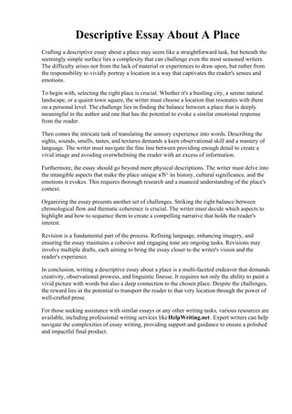 Descriptive Essay About A Place | PDF