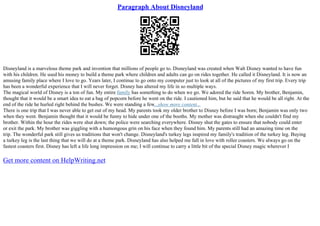Descriptive Essay About Disneyland | PDF