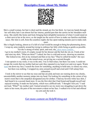 Descriptive Essay About My Mom | PDF