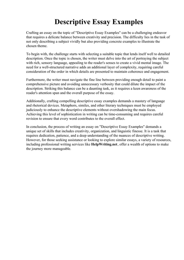 Descriptive Essay Examples. Descriptive Essay Examples | PDF