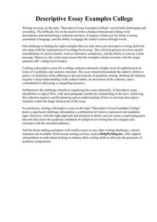 Descriptive Essay Examples College.pdfDescriptive Essay Examples ...