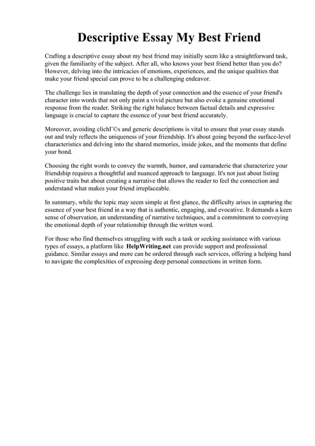 Descriptive Essay My Best Friend | PDF