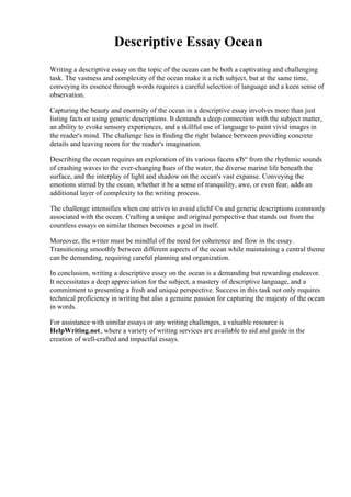 Descriptive Essay Ocean.pdf | Science
