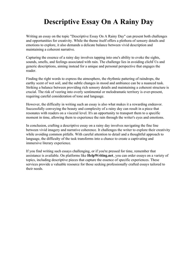 Descriptive Essay On A Rainy Day.pdf | Education