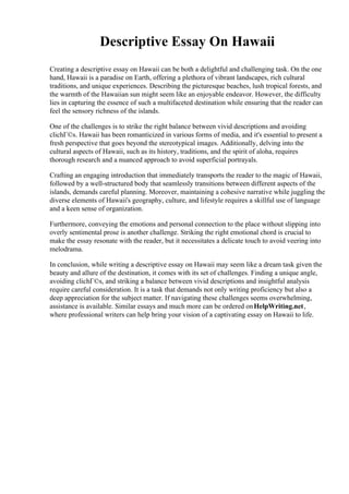 Descriptive Essay On Hawaii | PDF
