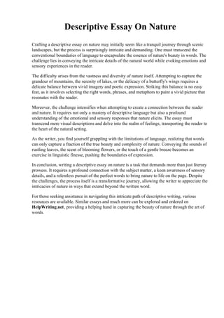 Descriptive Essay On Nature. Blue Mountain Community College | PDF