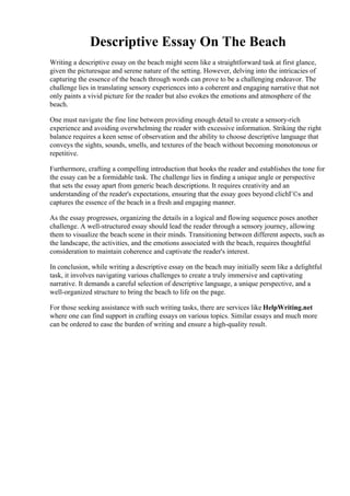 Descriptive Essay On The Beach | PDF