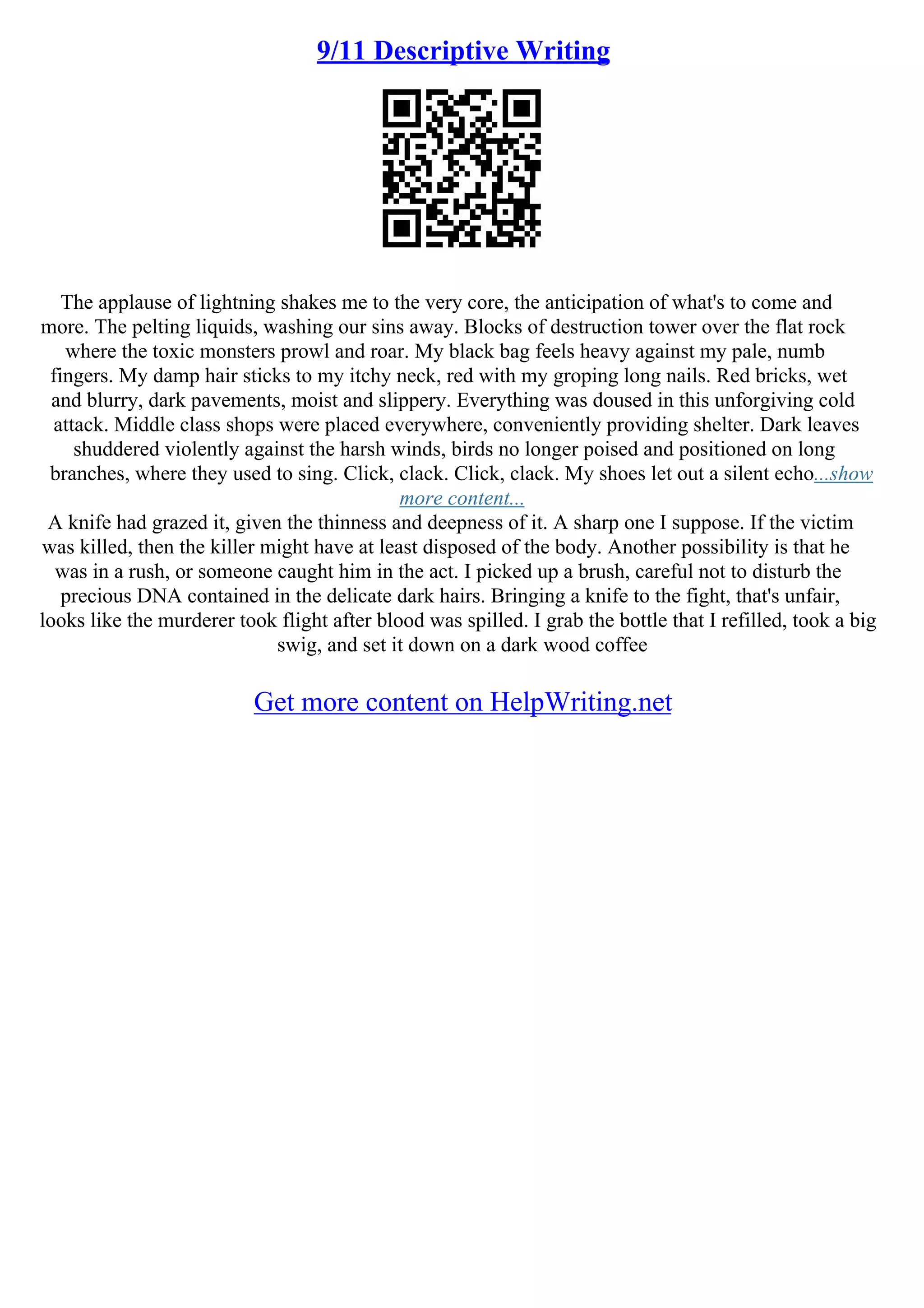 Descriptive Essay Outline Example | PDF