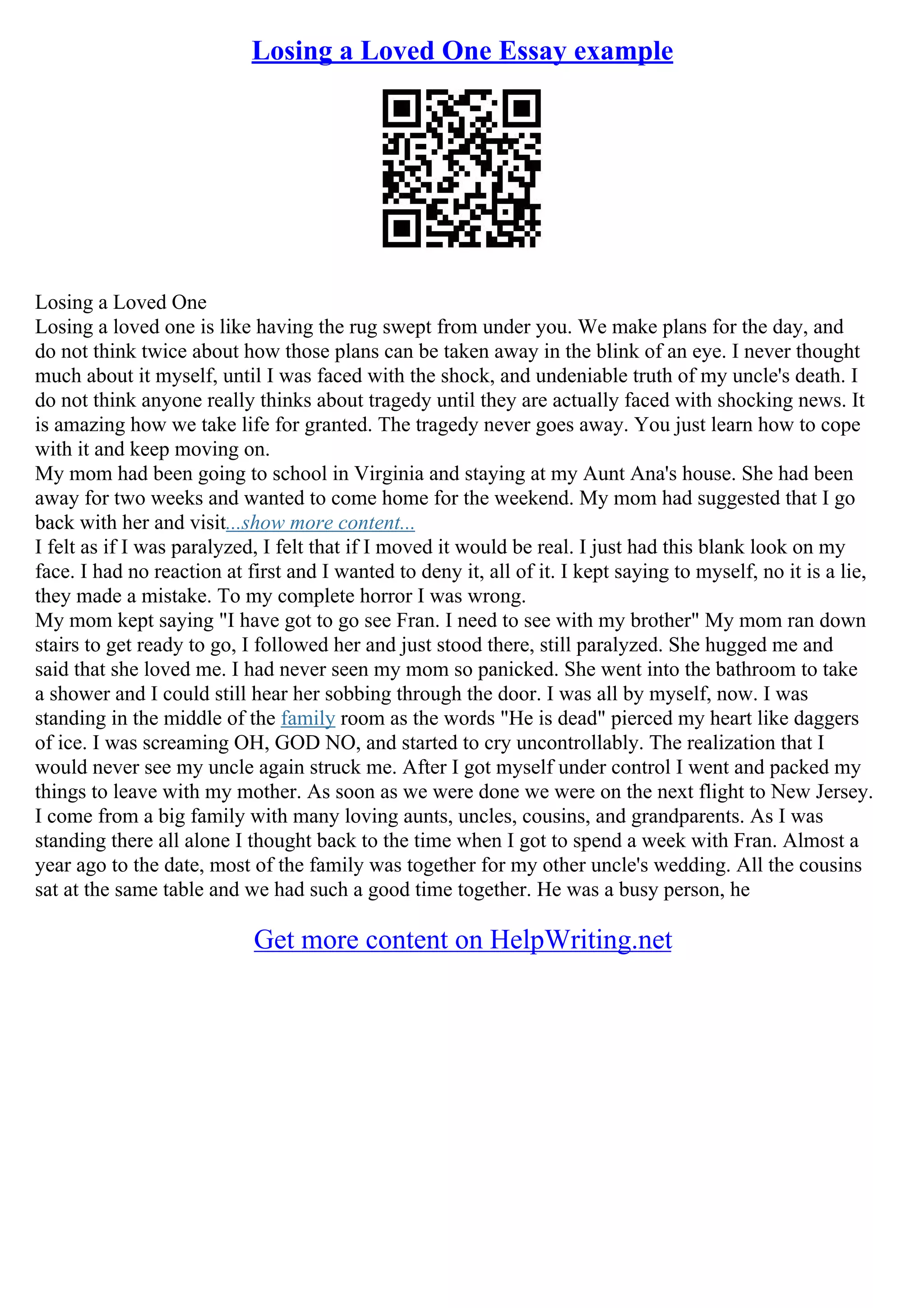 Descriptive Essay Person Example | PDF