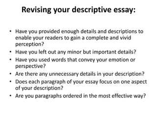 Descriptive essay ppt 2012 | PPTX