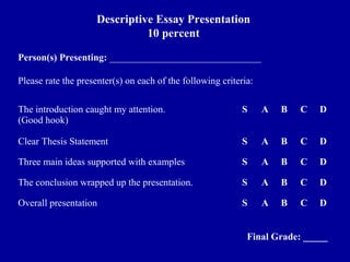 Descriptive essay presentation | PPT
