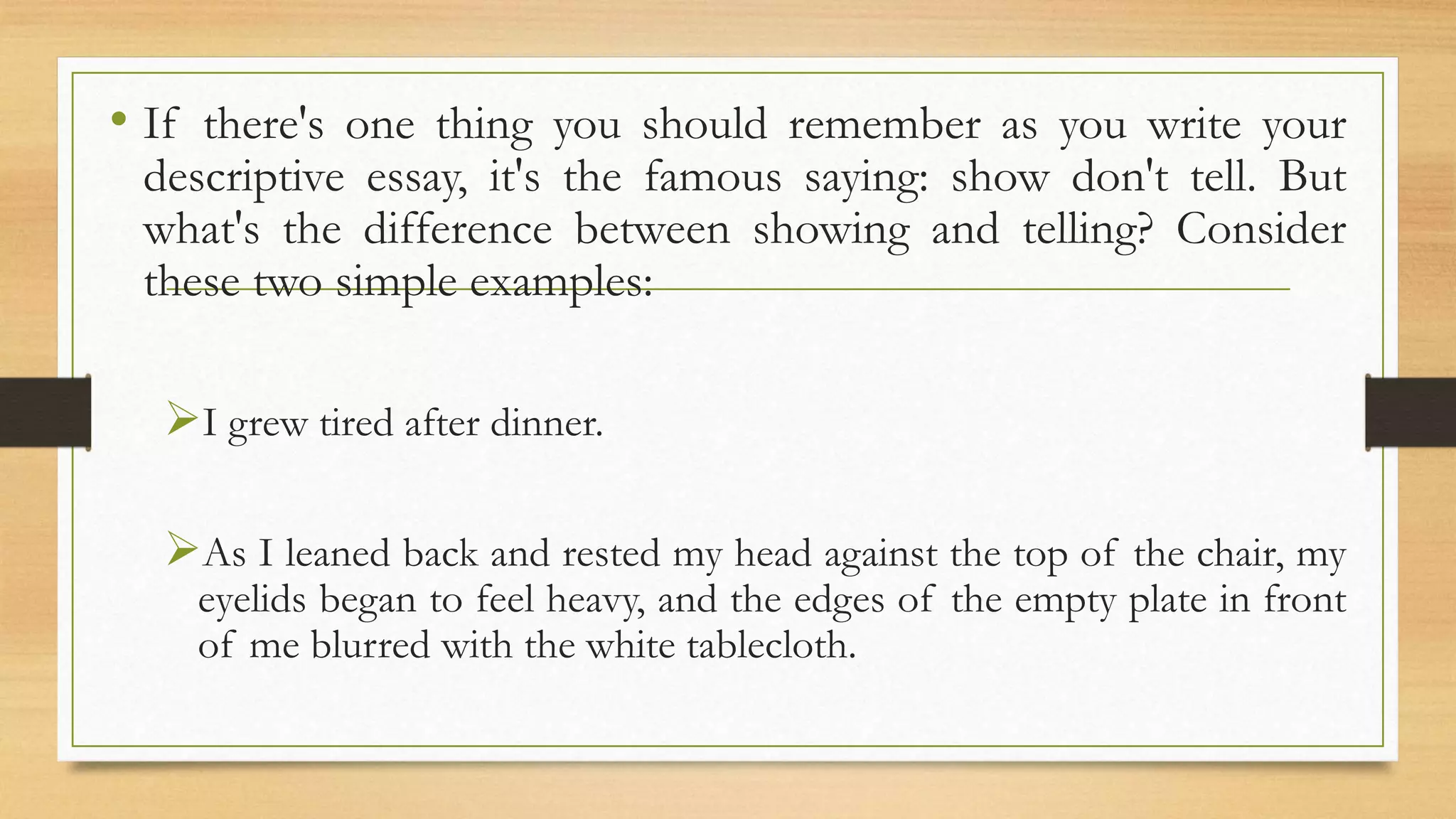 Descriptive Essay: structure and organization. | PPTX