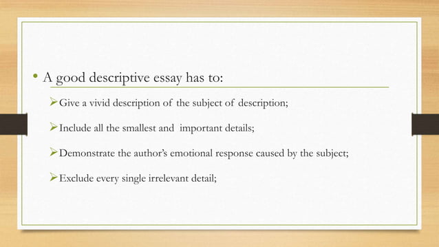Descriptive Essay: structure and organization. | PPT