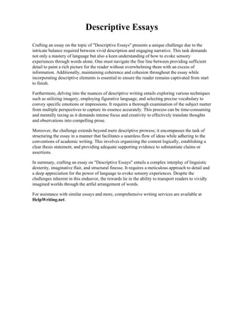 Descriptive Essays | PDF