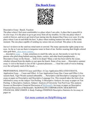 Descriptive Essays About The Beach | PDF