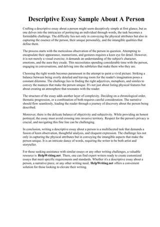 Descriptive Essay Sample About A Person.pdf