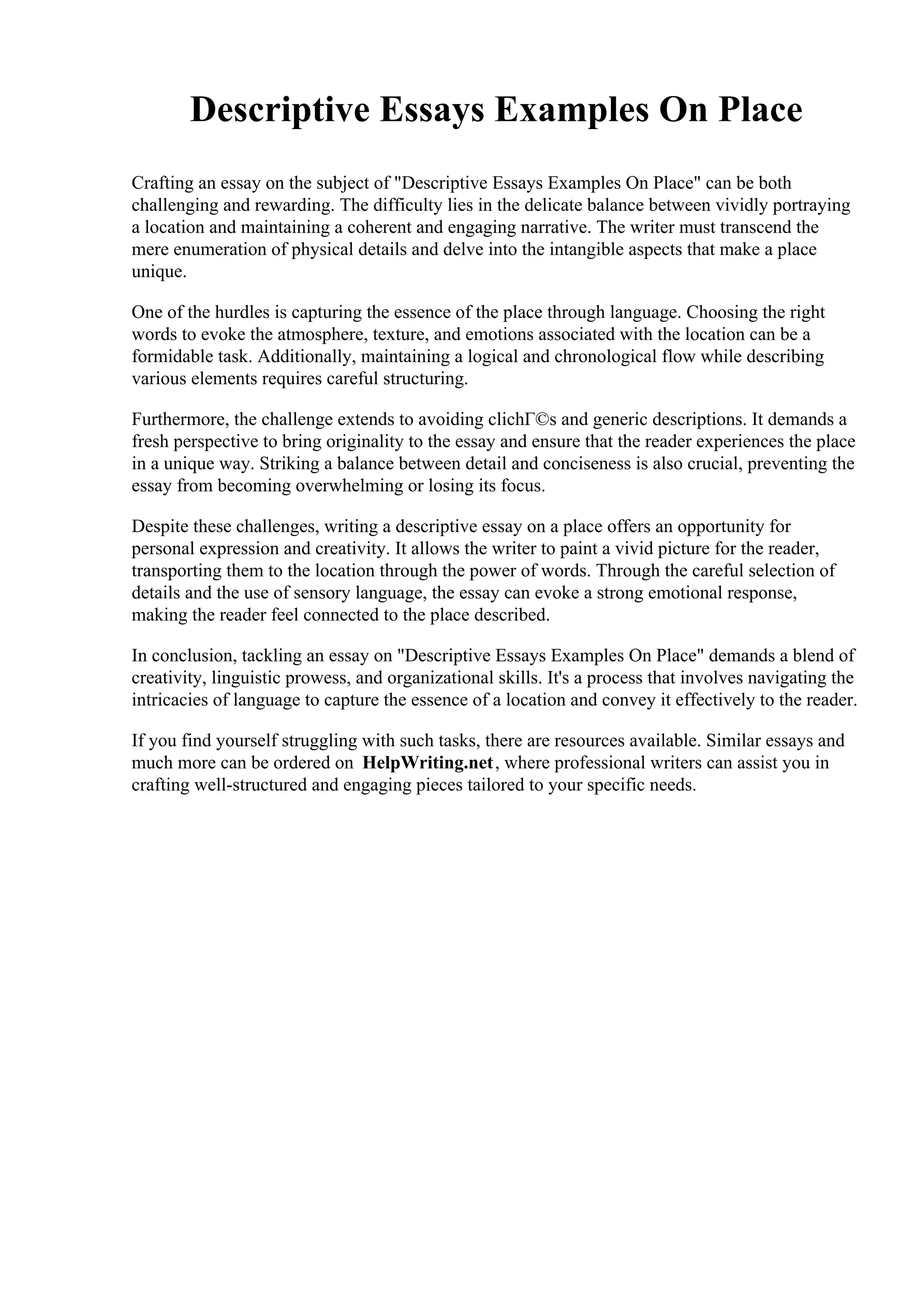 Descriptive Essays Examples On Place.pdf