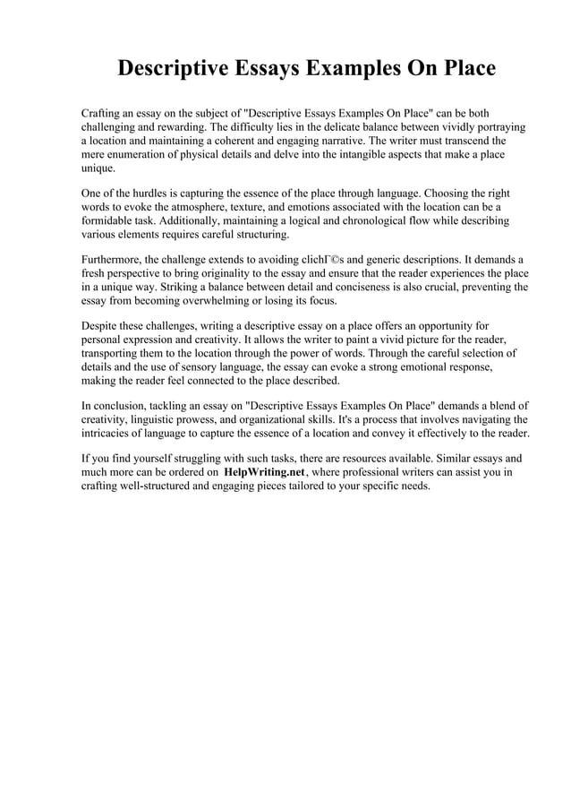 Descriptive Essays Examples On Place.pdf