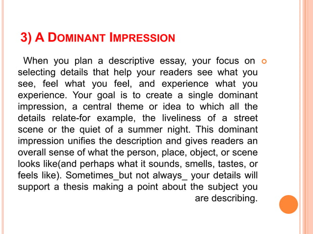 Descriptive Essay Writing | PPTX