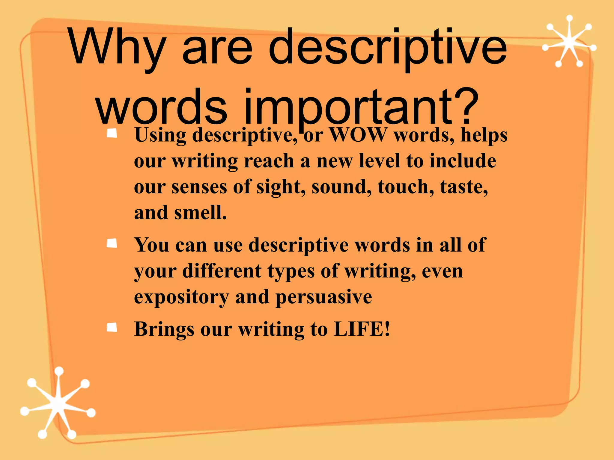 Descriptive Writing Intro | PPT