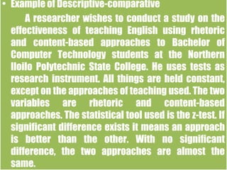 Descriptive Method and Experimental Method by Maureen A. David RM | PPTX