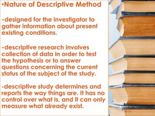 Descriptive Method and Experimental Method by Maureen A. David RM | PPTX