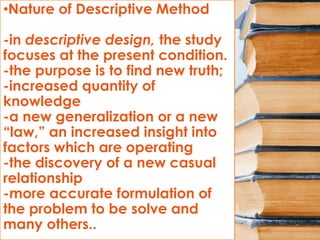 Descriptive Method and Experimental Method by Maureen A. David RM | PPTX