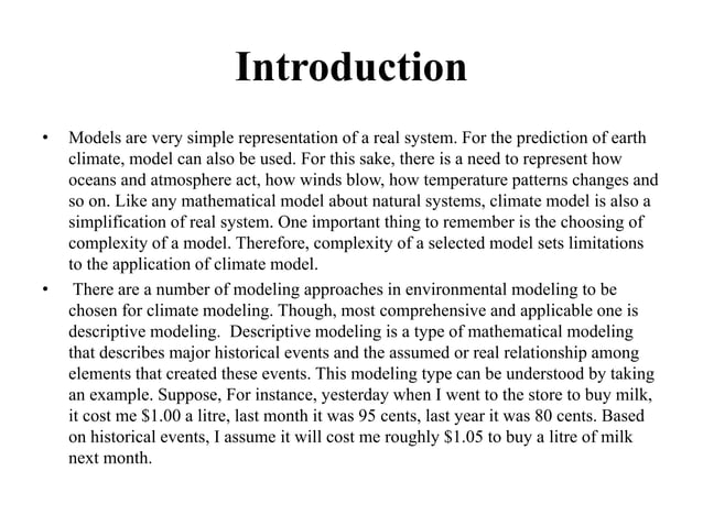 Descriptive modeling in climate change | PPT