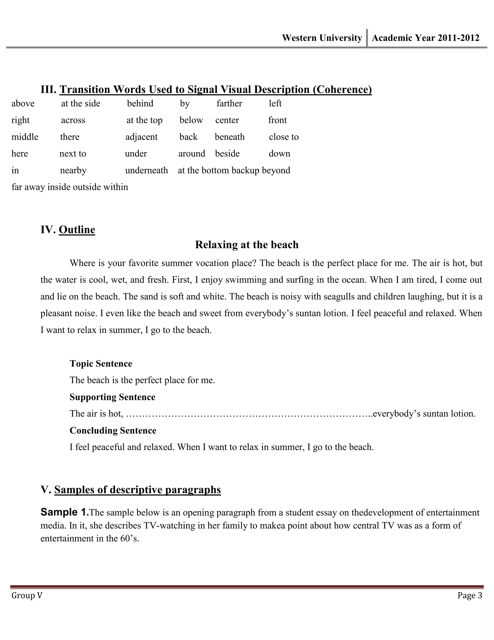 Descriptive paragraph | DOCX