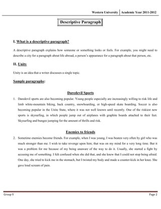 Descriptive paragraph | DOCX