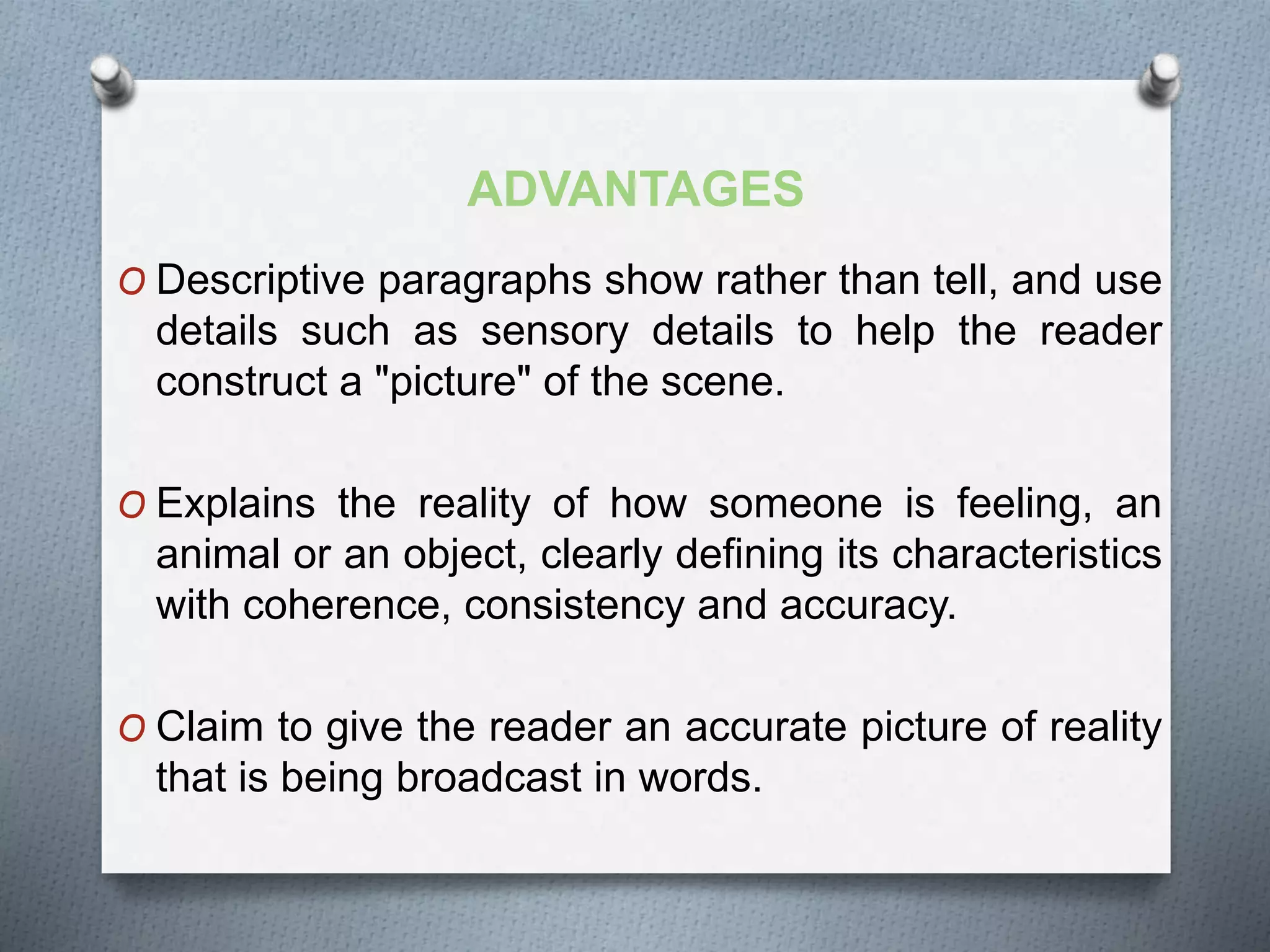 Descriptive paragraph | PPTX