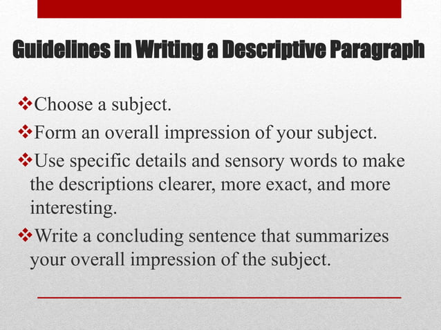 Descriptive paragraph | PPT