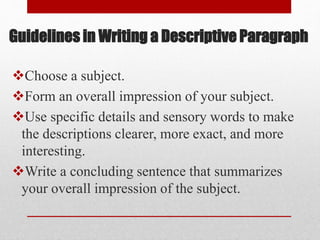 Descriptive paragraph | PPT