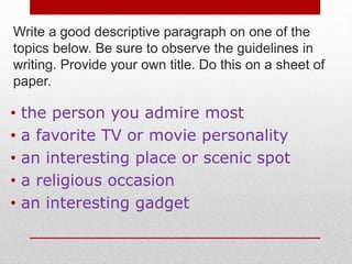 Descriptive paragraph | PPT