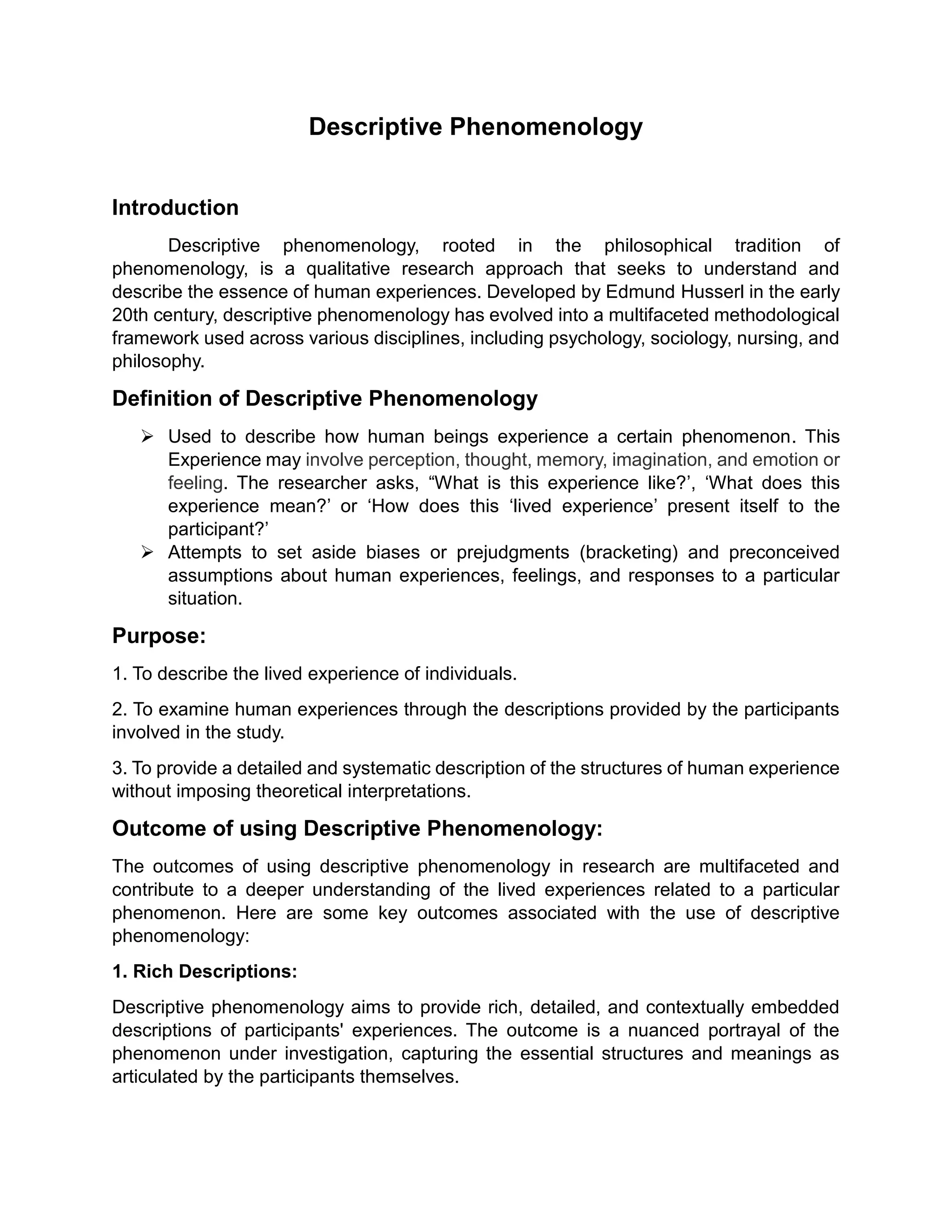 Descriptive Phenomenology.............docx