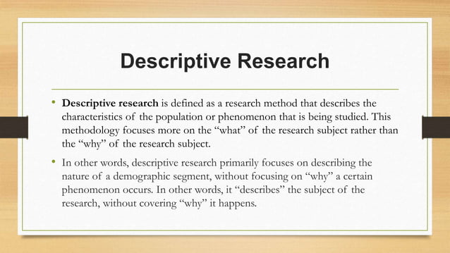 Descriptive research | PPT