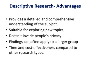 DESCRIPTIVE RESEARCH - definition, advantages and disadvantages.pptx