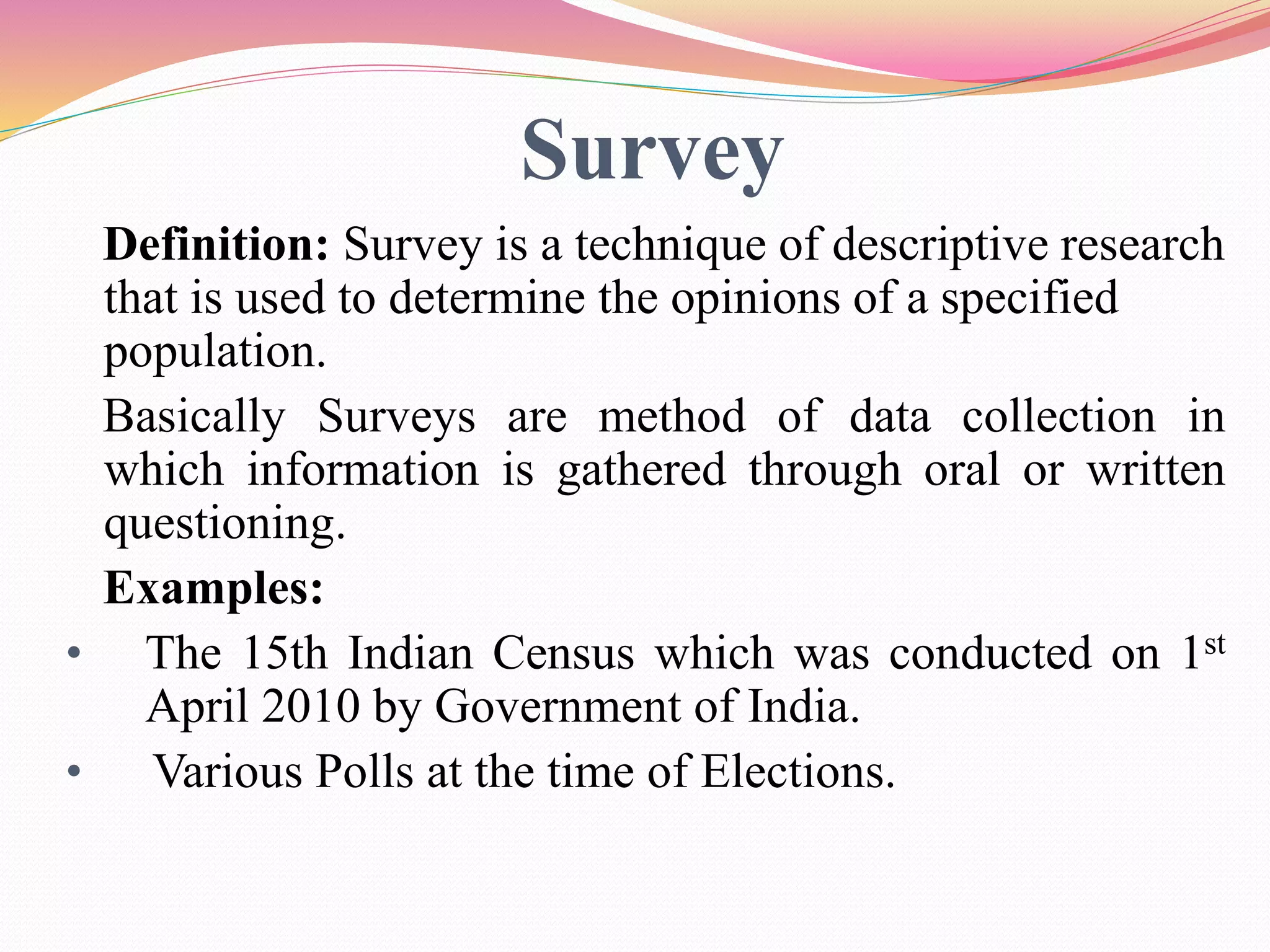 Descriptive research : Survey | PPTX