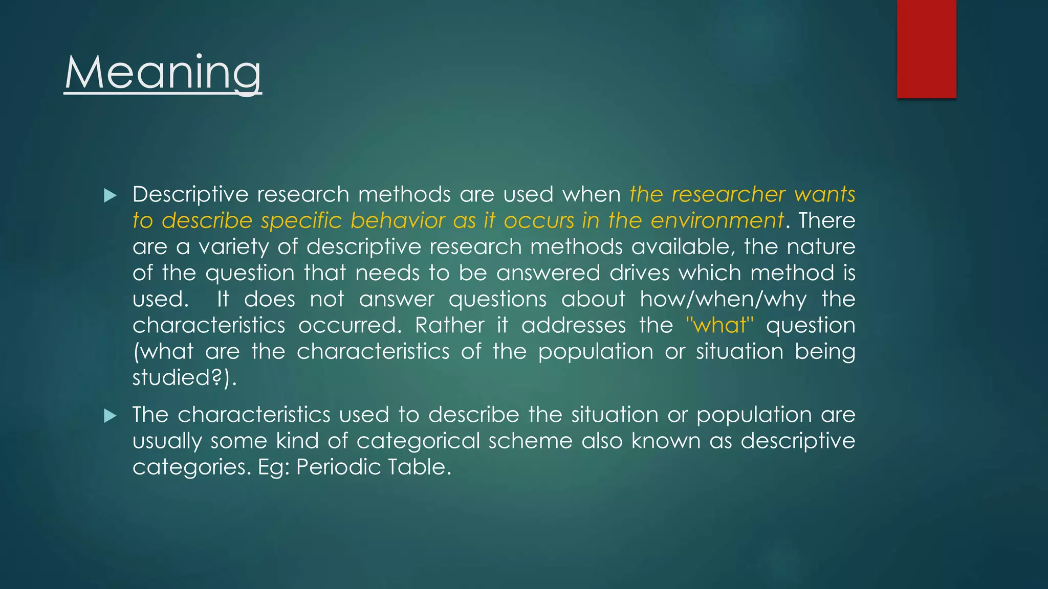 Descriptive research design | PPTX