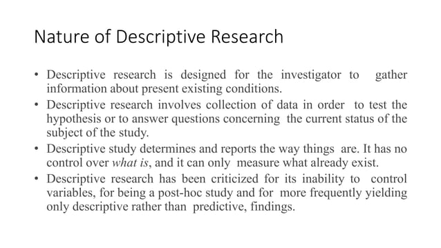 Descriptive research design | PPTX