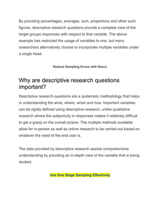 DEscriptive research questions for students writing papers | PDF | Science